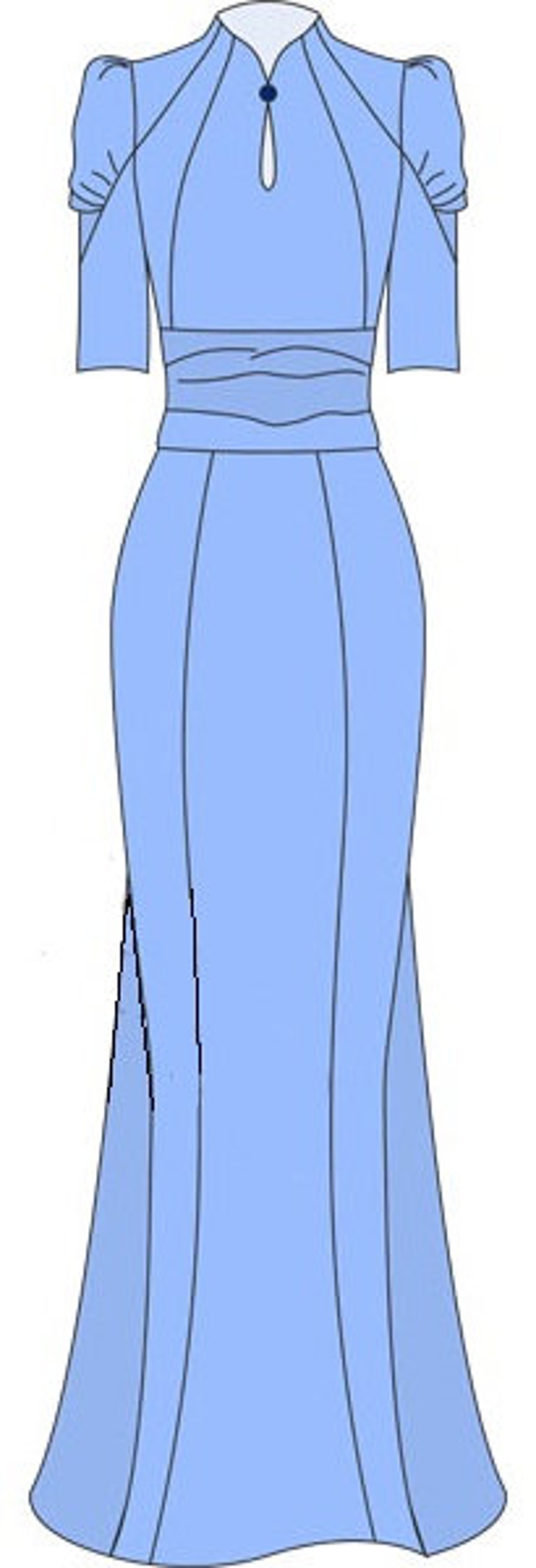 A4 Format PDF Sewing Pattern of a Long Dress With Cuts Size 44 - Etsy