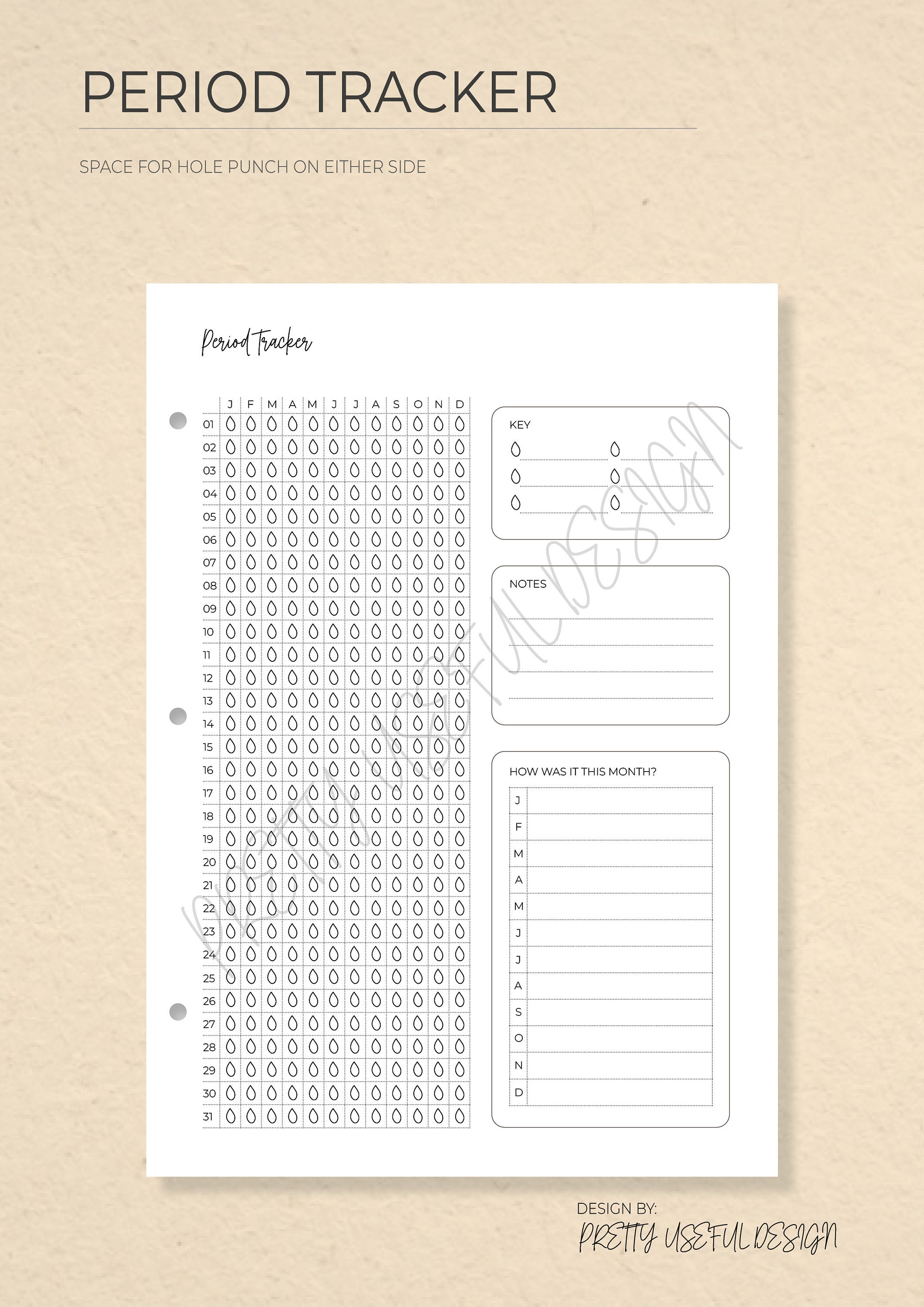 Visual Period Tracker / Ovulation Tracker / Fertility Tracker . A4 and ...