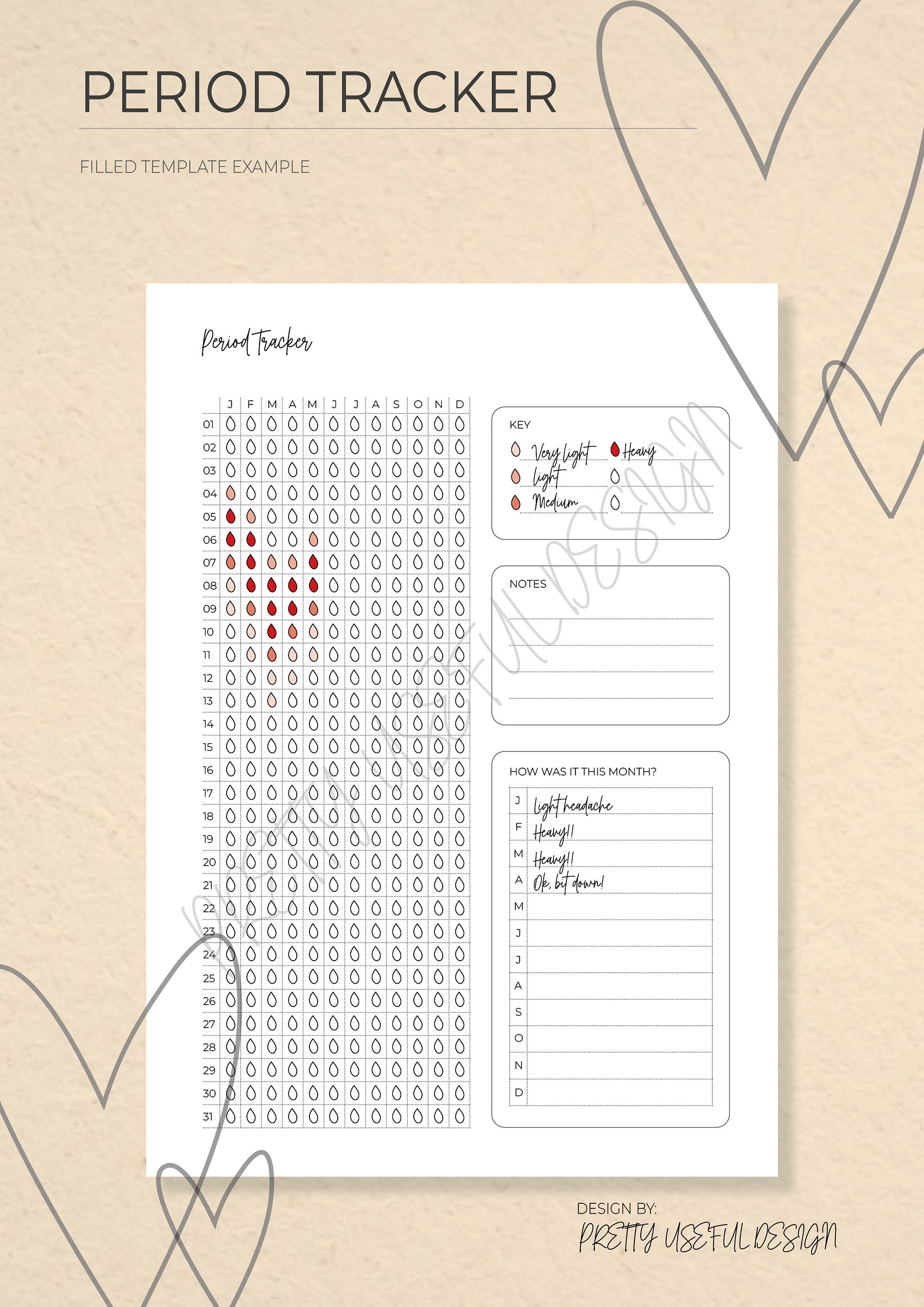 Visual Period Tracker / Ovulation Tracker / Fertility Tracker . A4 and ...