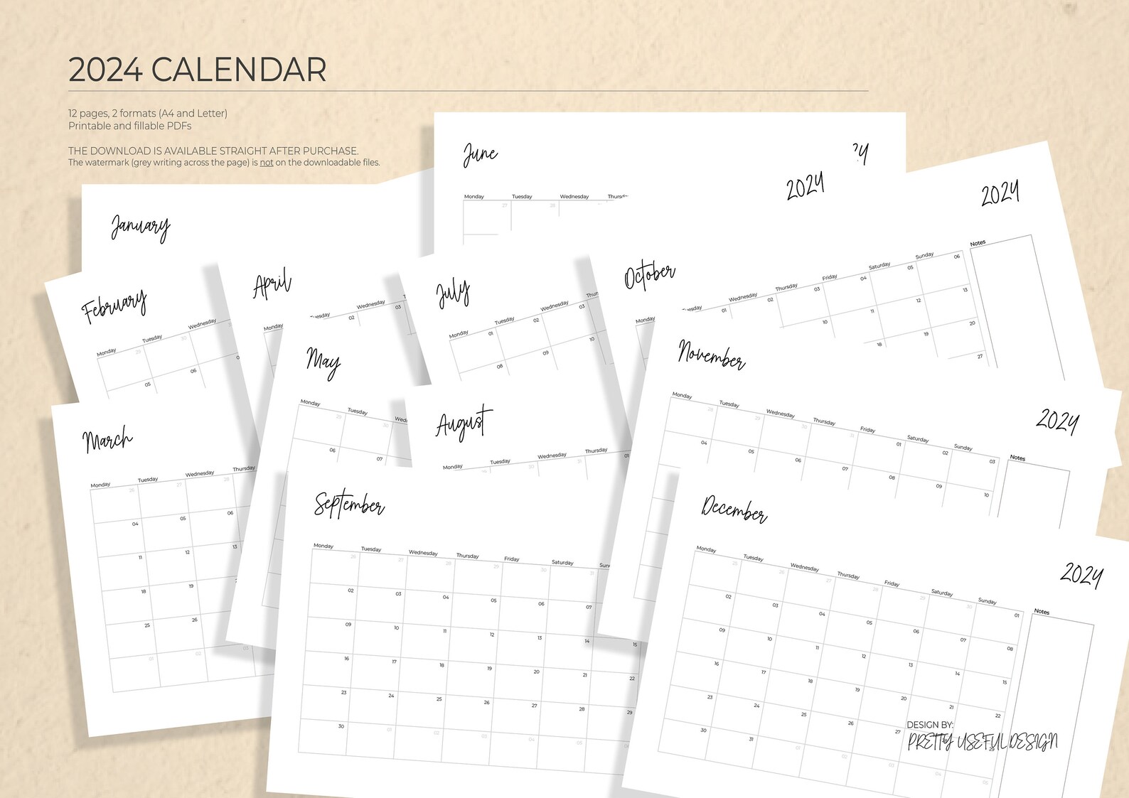 2024 Calendar / 2024 Organiser / Simple Calendar 2024 . 2024 Calendar ...