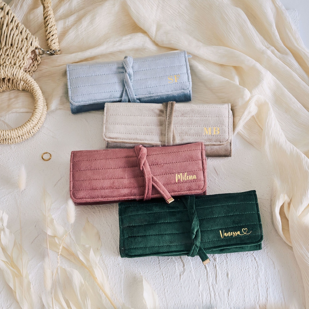 Velvet Jewelry Rolls, Wedding Favors, Travel Jewelry Case, Bridesmaid ...