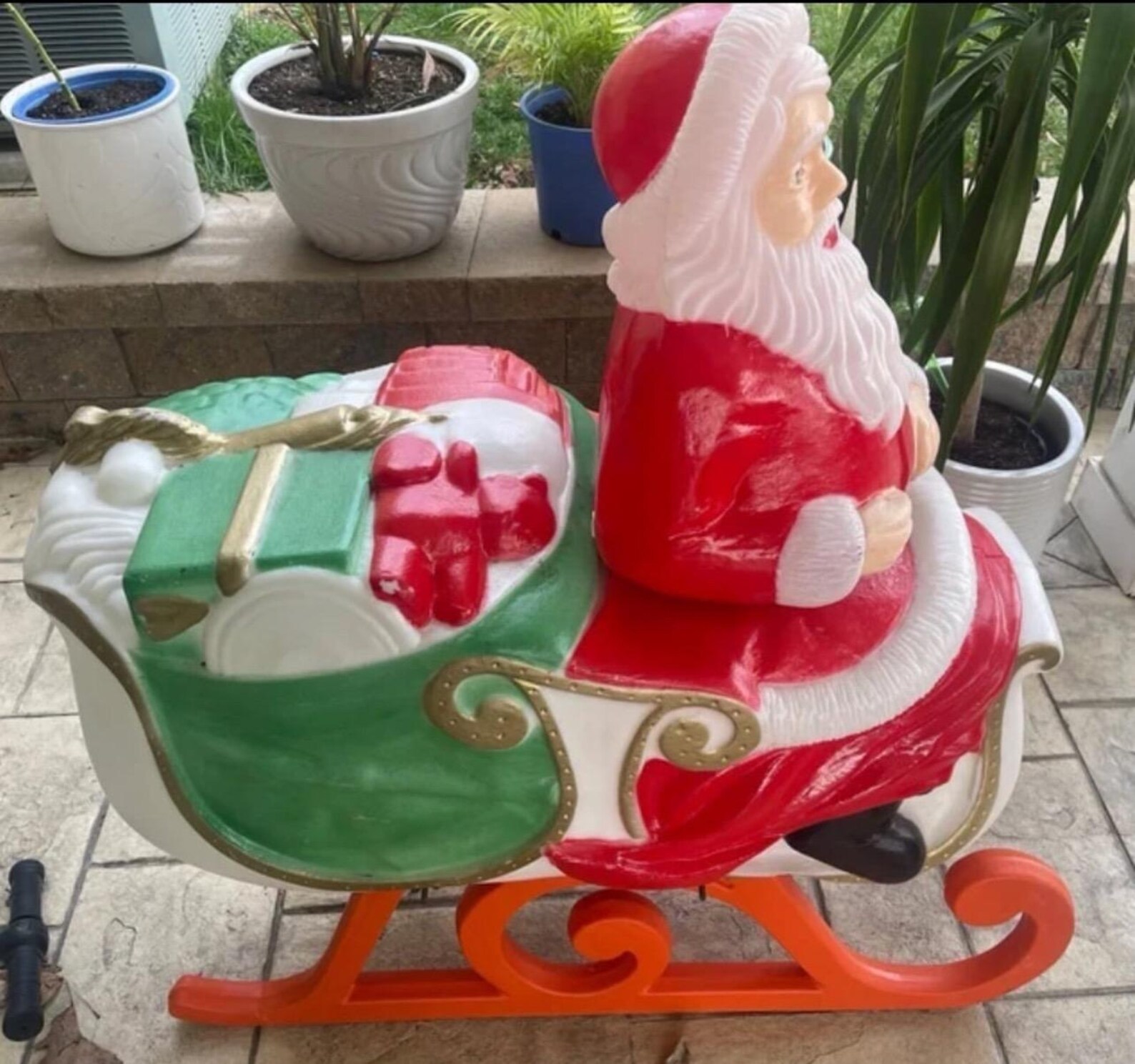 Vintage Rare Christmas Blow Mold GIANT Santa Claus With Sleigh TPI ...