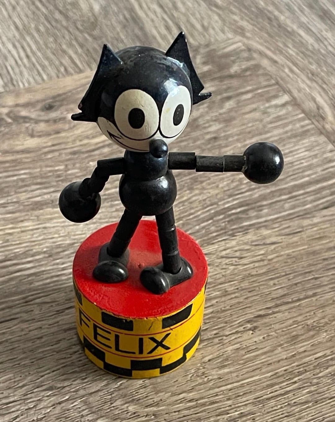 Vintage Felix the Cat Wooden Push Toy Puppet FTCP Inc Tension Toy 4 1/2 ...