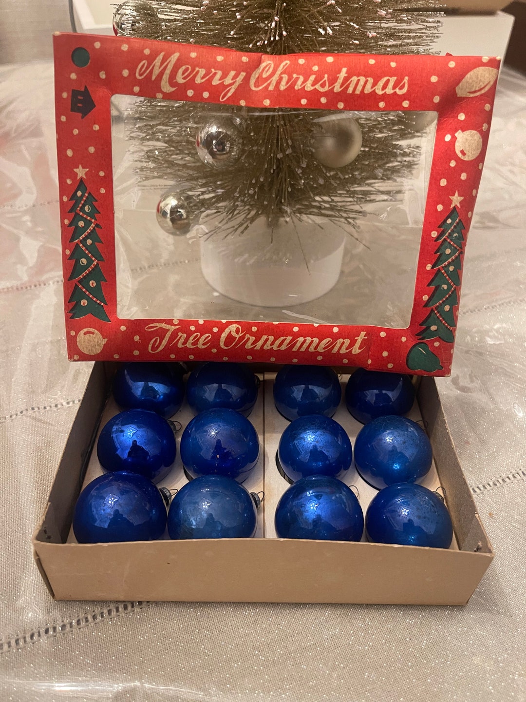 Vintage Japan Feather Tree Blue Mercury Glass Ornaments - Etsy