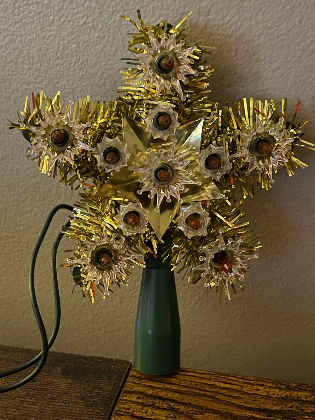 Vintage MCM Gold Foil Illuminated Atomic Reflector Star Tree Topper ...