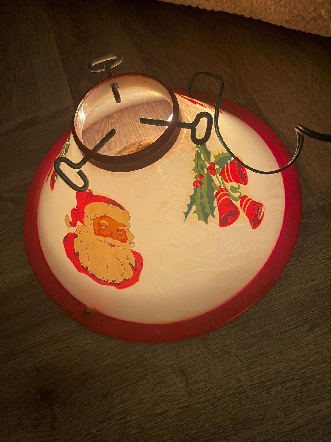 Vintage 1950s NOMA Lighted Christmas Tree Stand Santa Claus Bell Retro ...