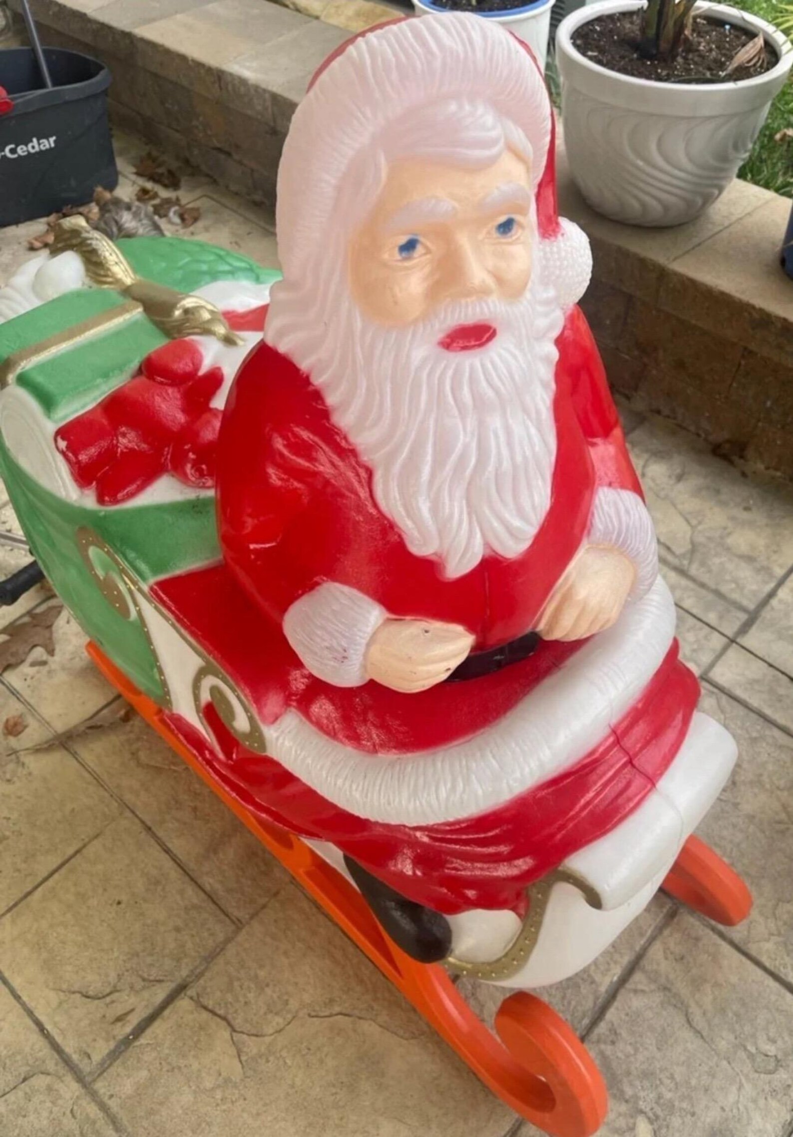 Vintage Rare Christmas Blow Mold GIANT Santa Claus With Sleigh TPI ...