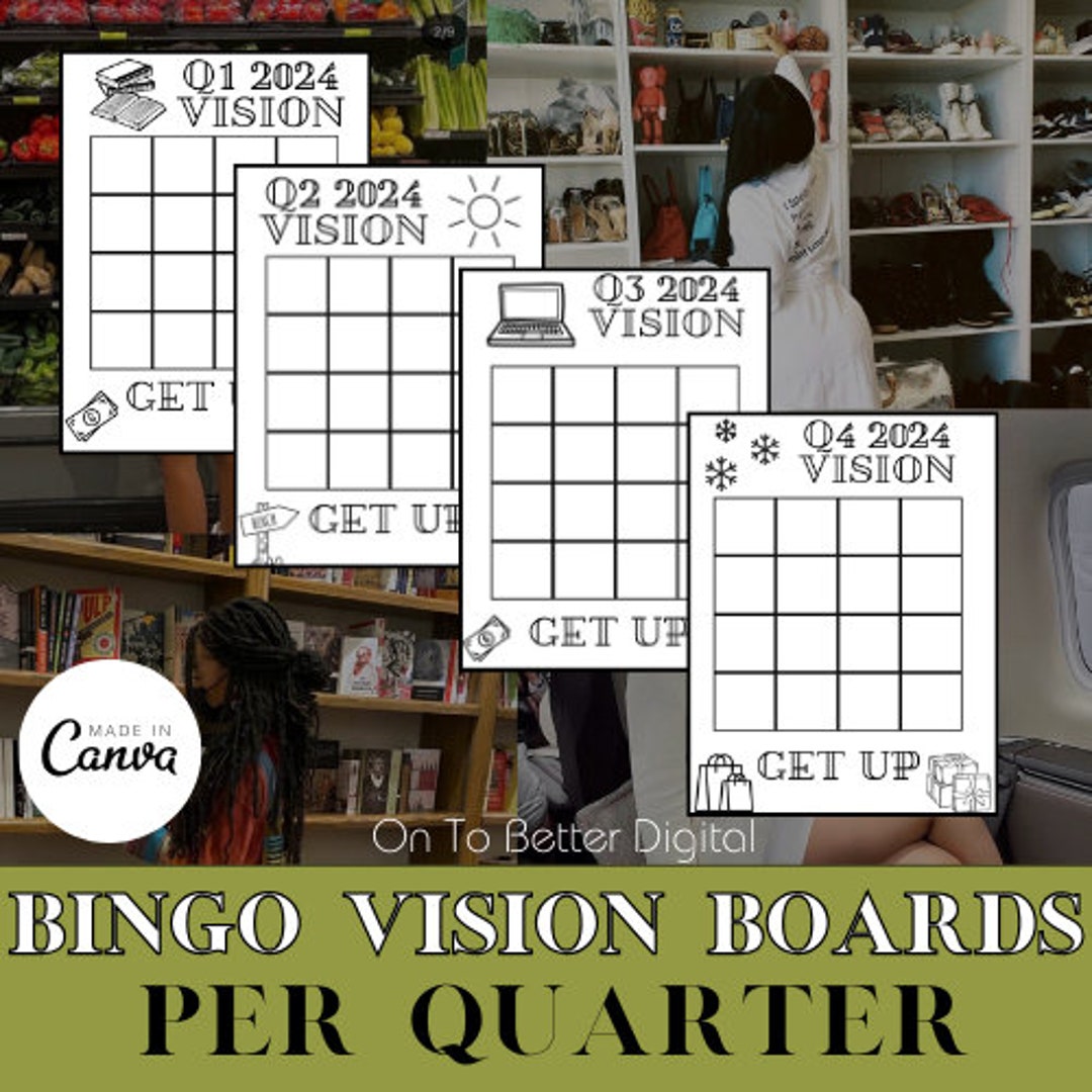 Bingo Vision Board With Four Quarters - Etsy