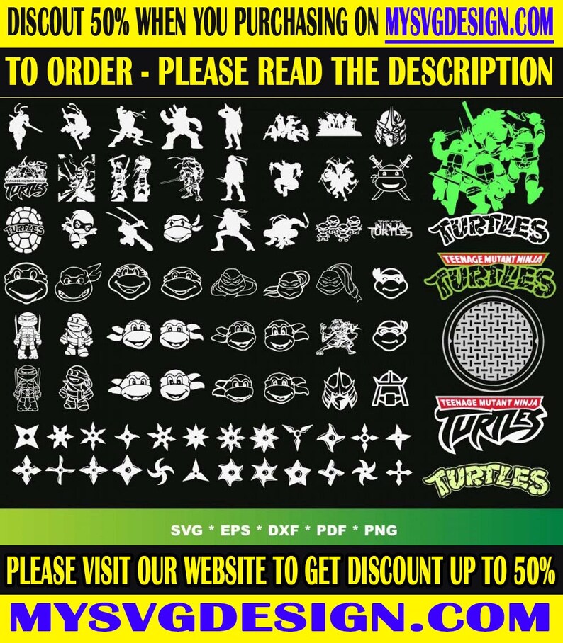 1000 Ninja Turtles Clip Arts Bundle Alphabet, Ninja Turtles Svg Cut ...