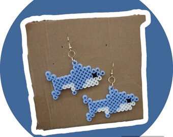 Shark Attack Mini Jaws Inspired Perler Beads Dangle Earrings Jewelry ...