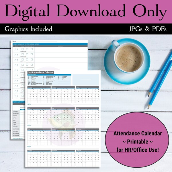 2024 Attendance Calendar - Etsy