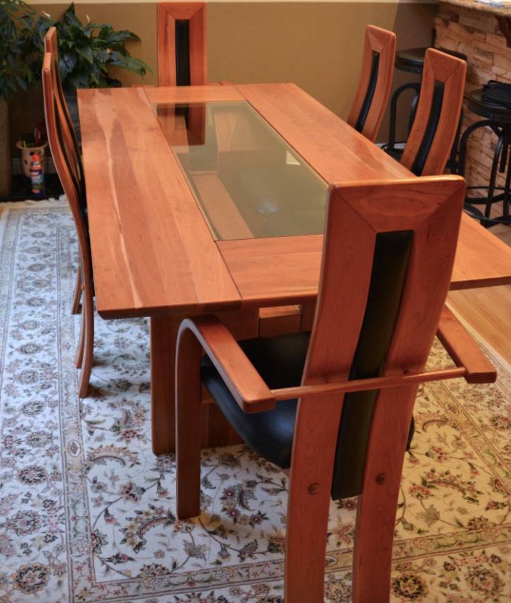 Scandinavian Solid Cherry Wood Dining Room Table With Glass - Etsy
