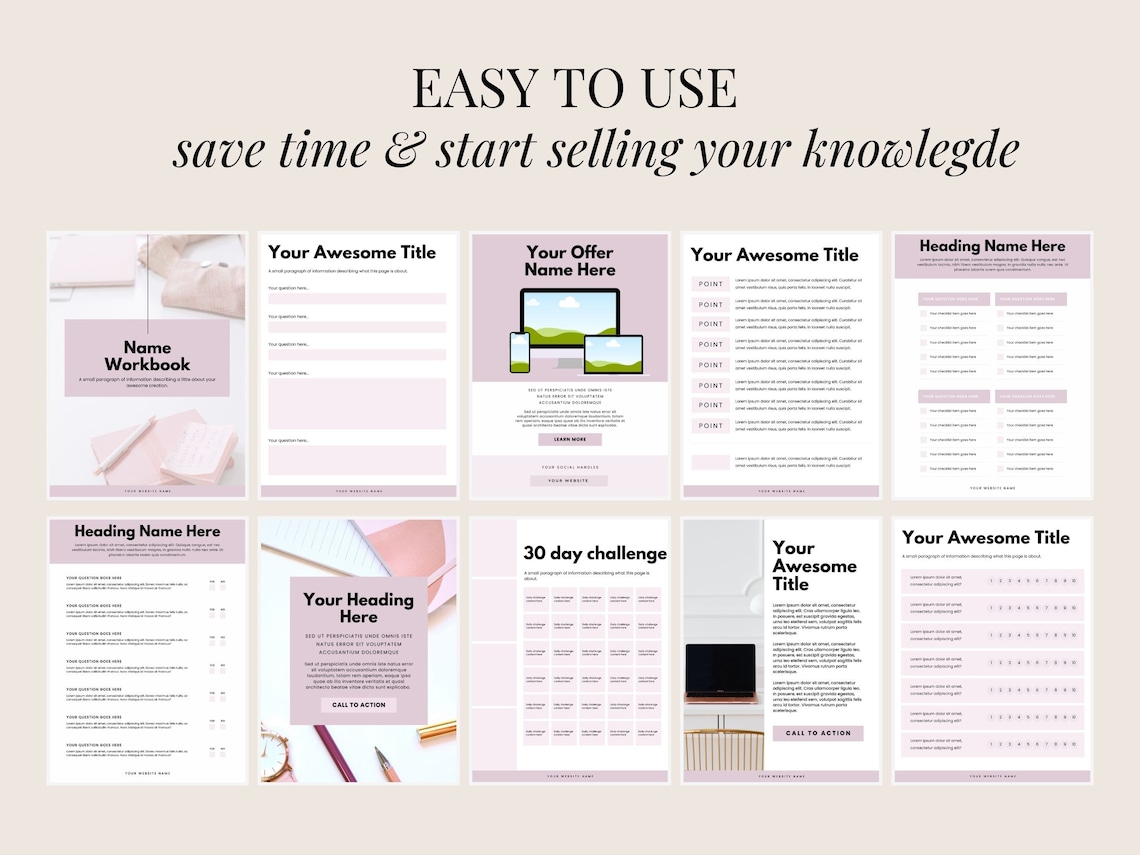 Pink Workbook / Lead Magnet Template Canva for Business Coaches and ...