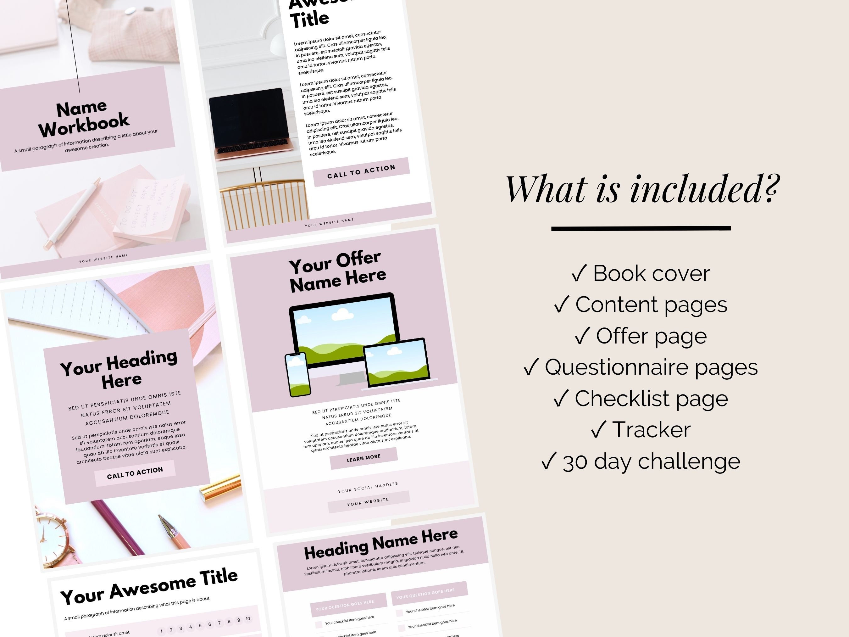 Pink Workbook / Lead Magnet Template Canva for Business Coaches and ...