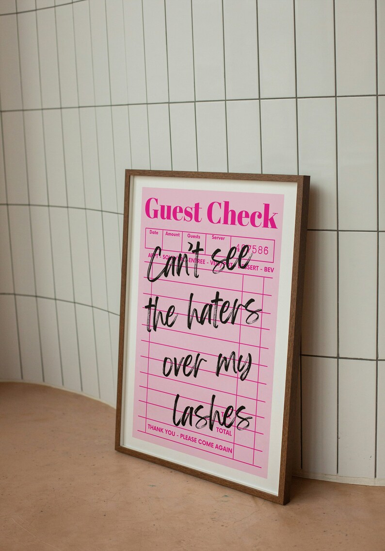 Pink Lash Tech Poster, Beauty Salon Decor, Guest Check Print ...