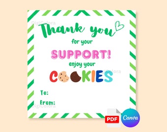 Girl Scout Cookies Thank You Card 2024 Editable and Printable Girl ...