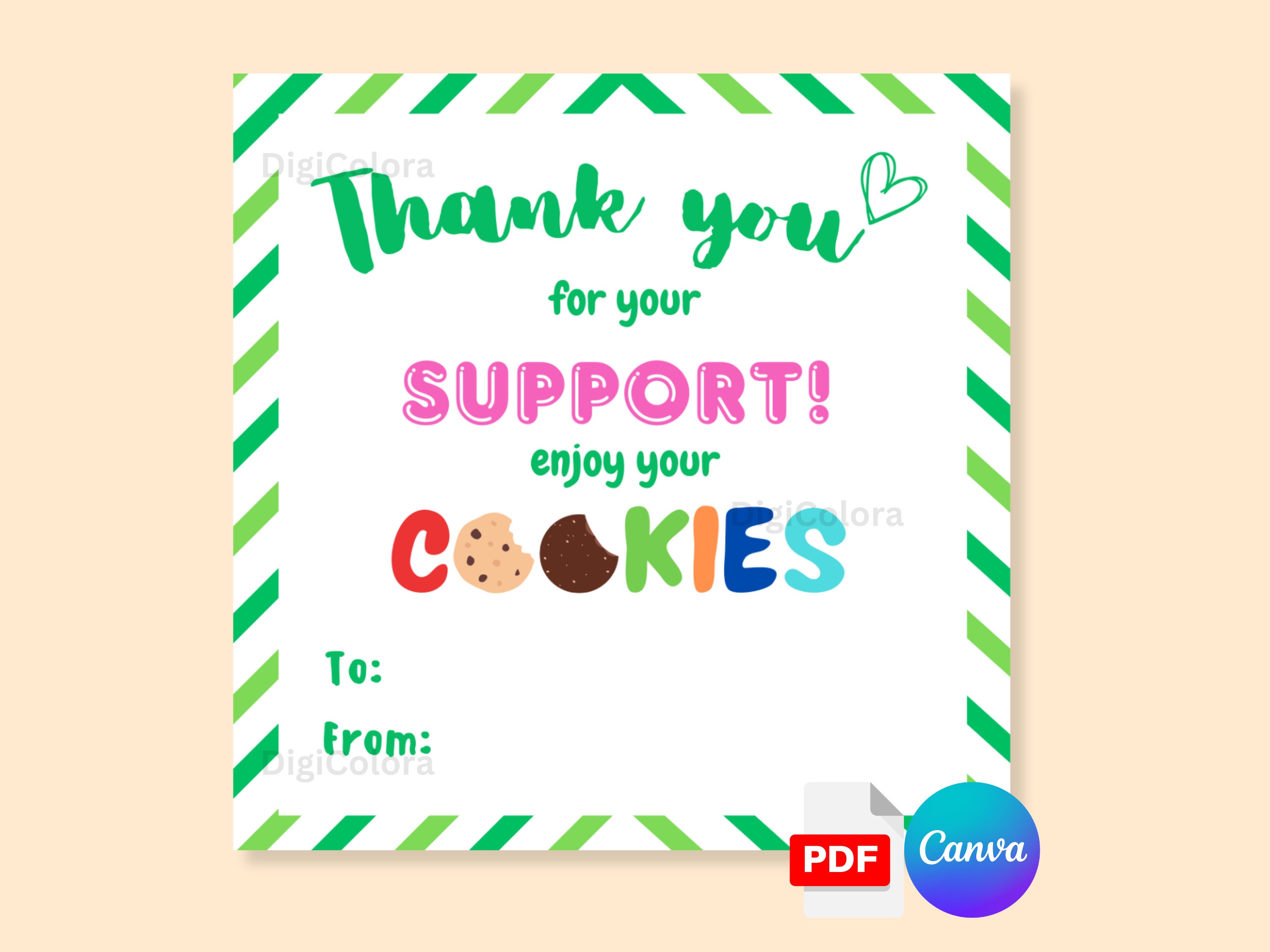 Girl Scout Cookie Thank You Card 2024 Editable and Printable Girl Scout ...