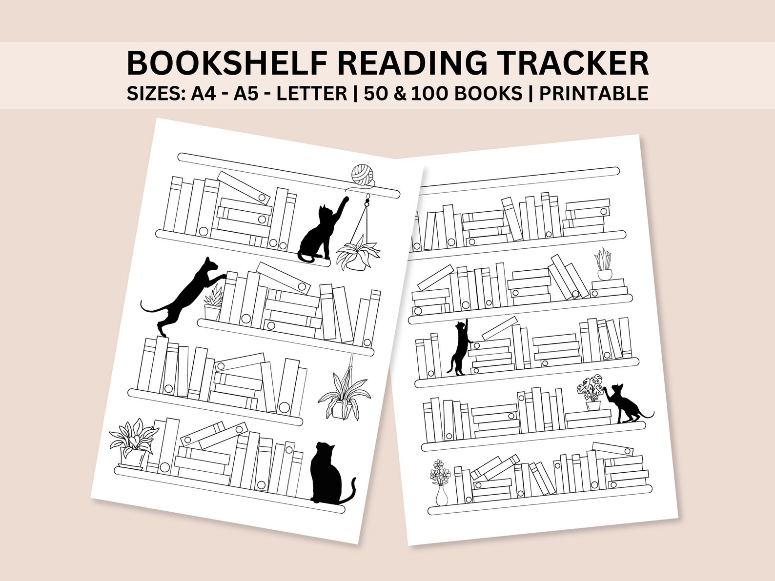 Coloring Bookshelf Tracker | Book Reading Journal | 50 100 Book ...