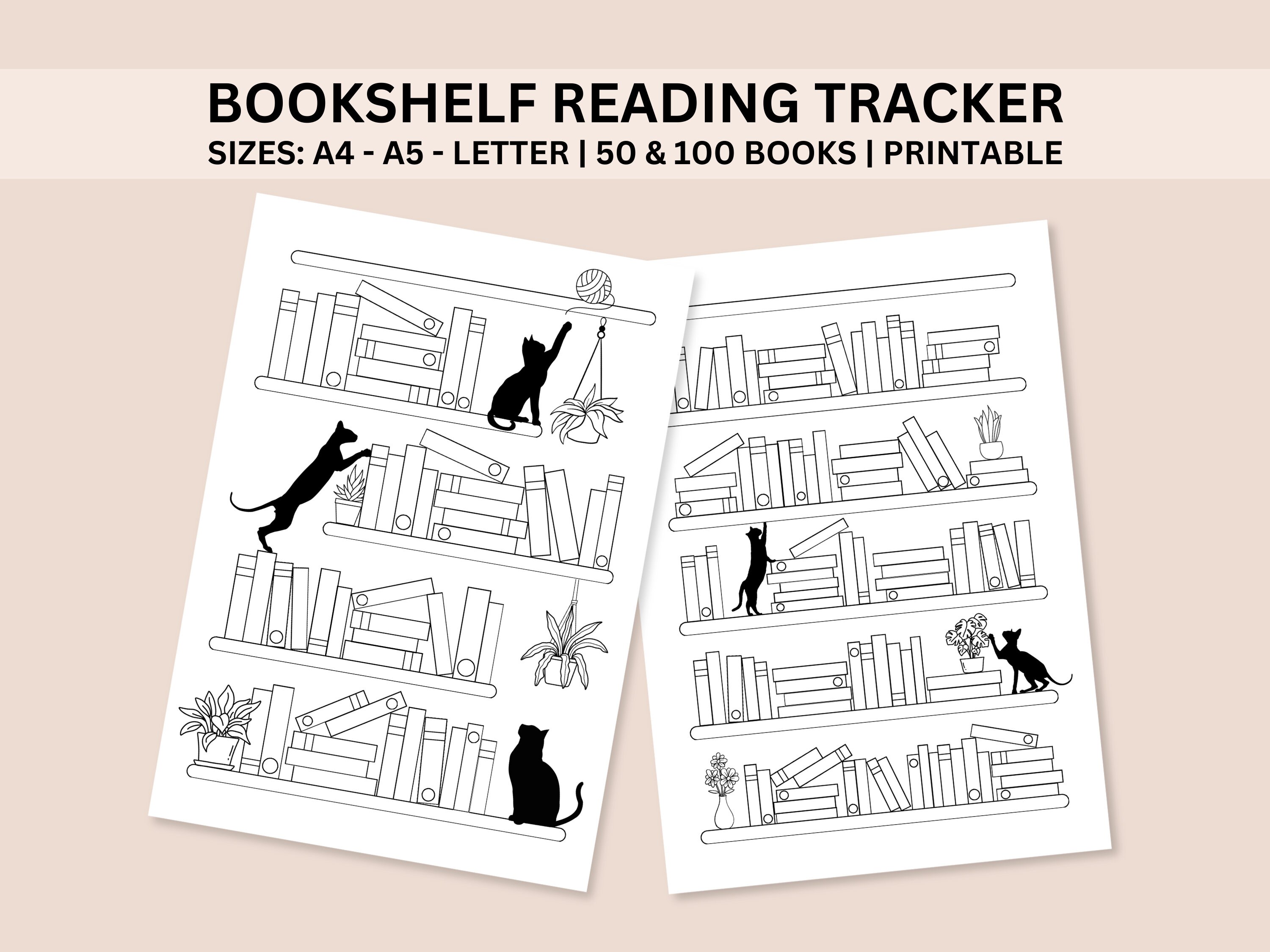 Coloring Bookshelf Tracker | Book Reading Journal | 50 100 Book ...