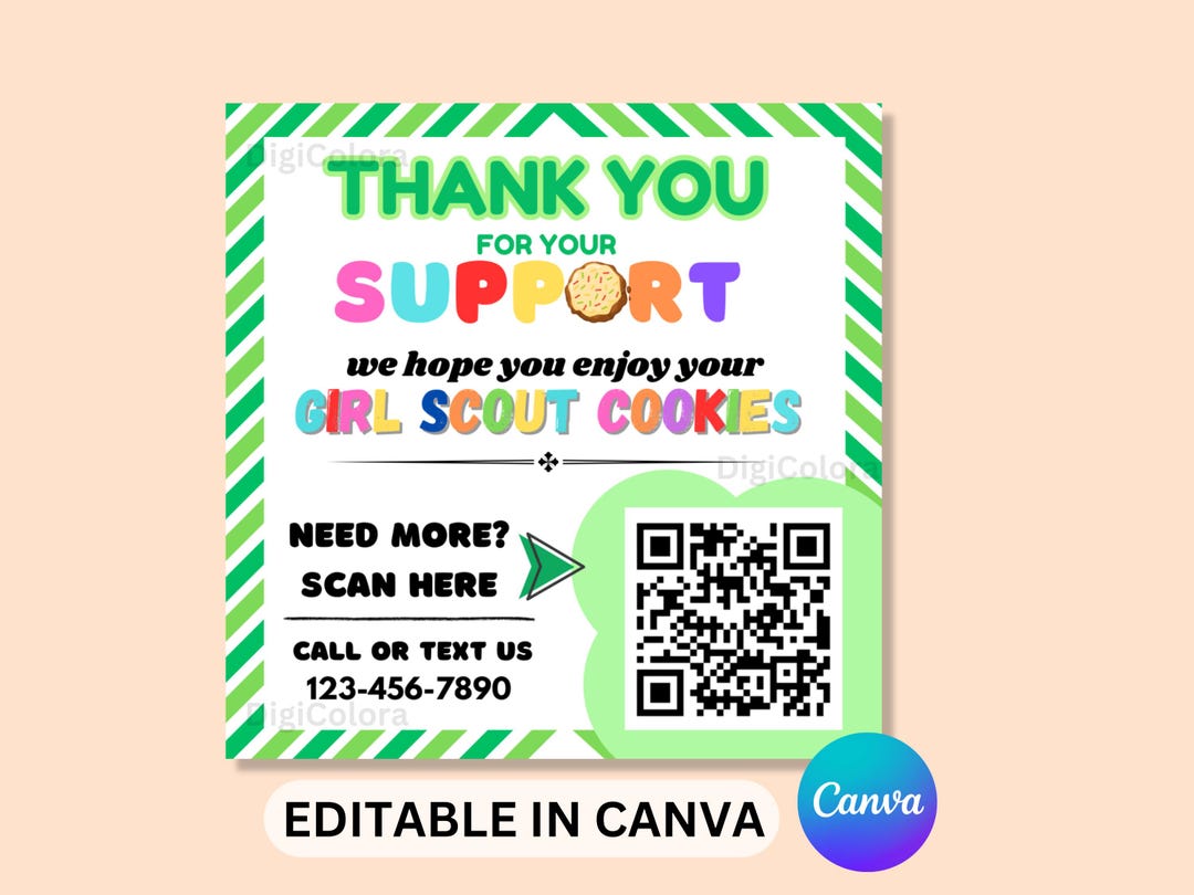Girl Scout Cookies Thank You Card 2025 | Editable and Printable Girl ...