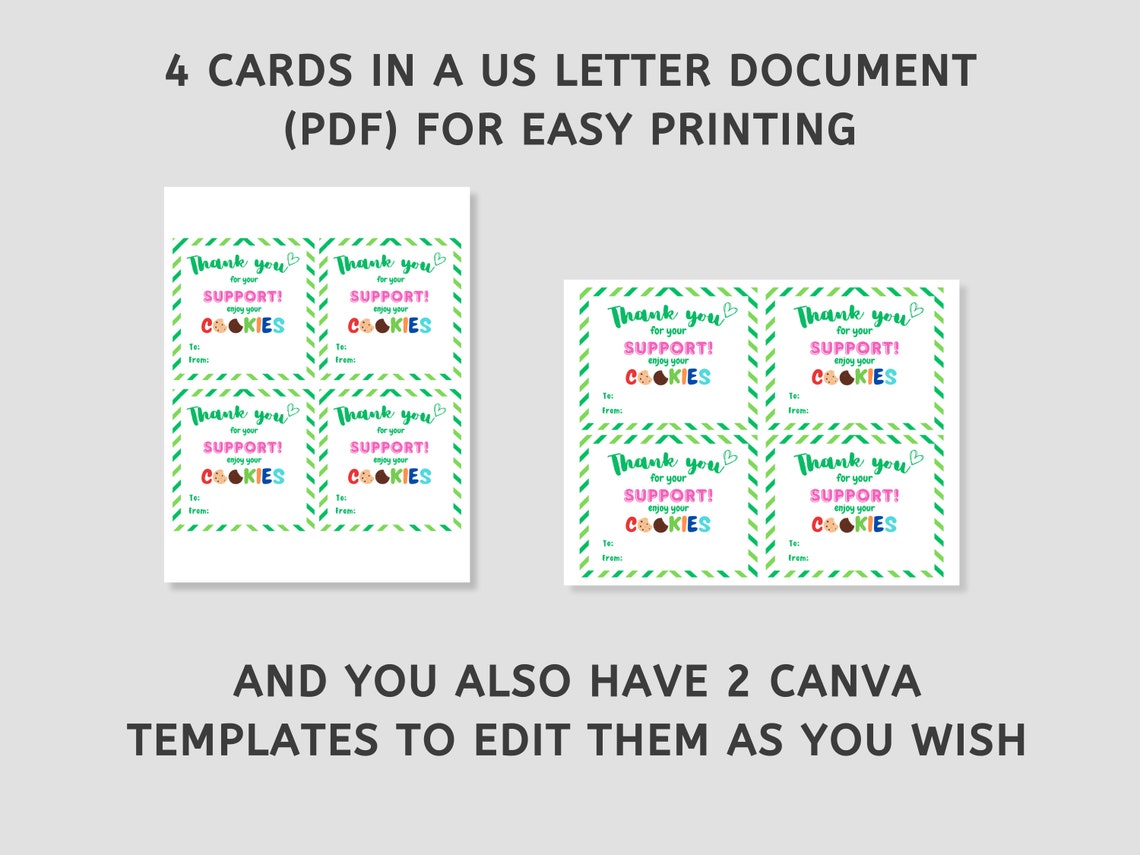 Girl Scout Cookie Thank You Card 2024 Editable and Printable Girl Scout ...