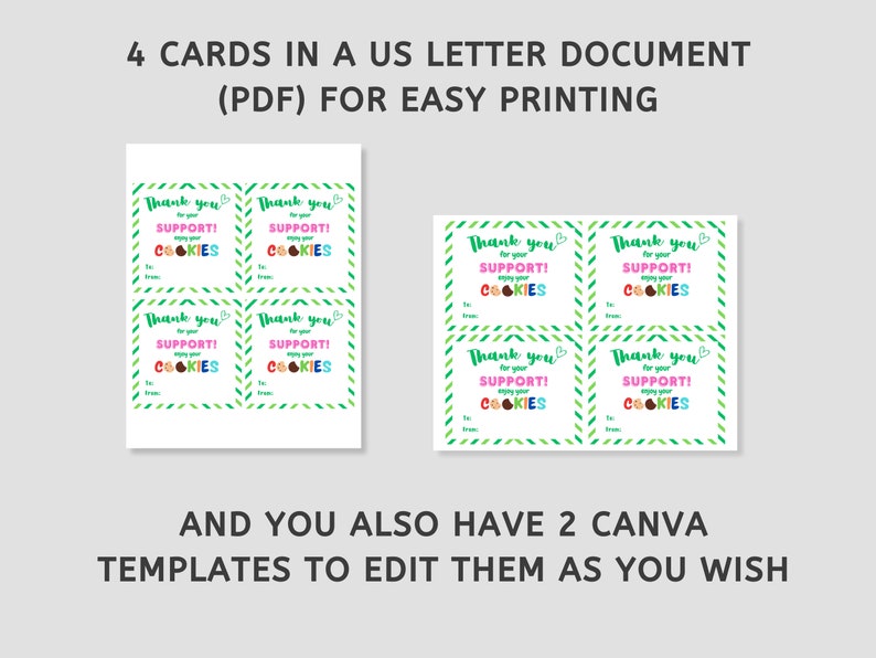 Girl Scout Cookie Thank You Card 2024 Editable and Printable Girl Scout ...