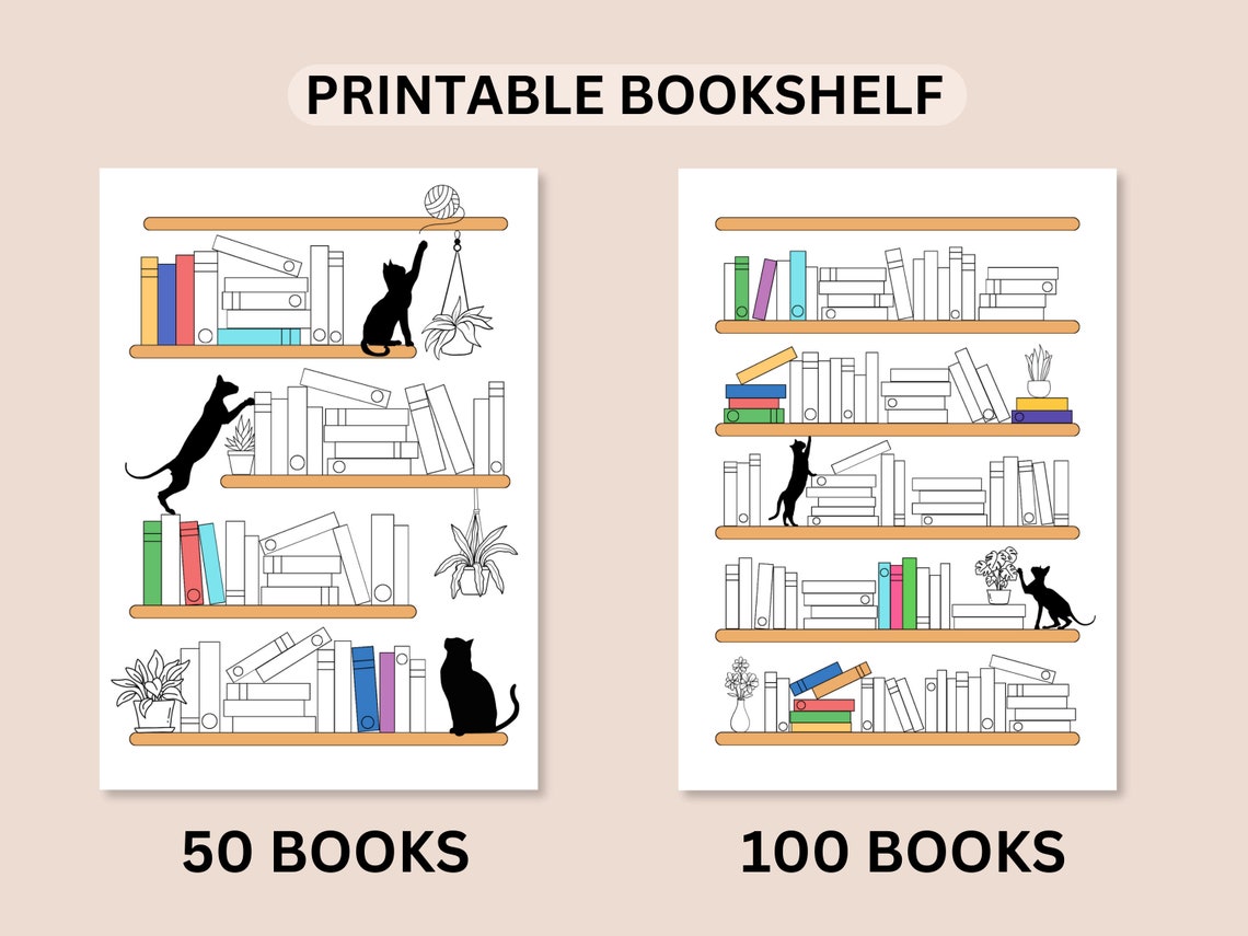 Coloring Bookshelf Tracker | Book Reading Journal | 50 100 Book ...