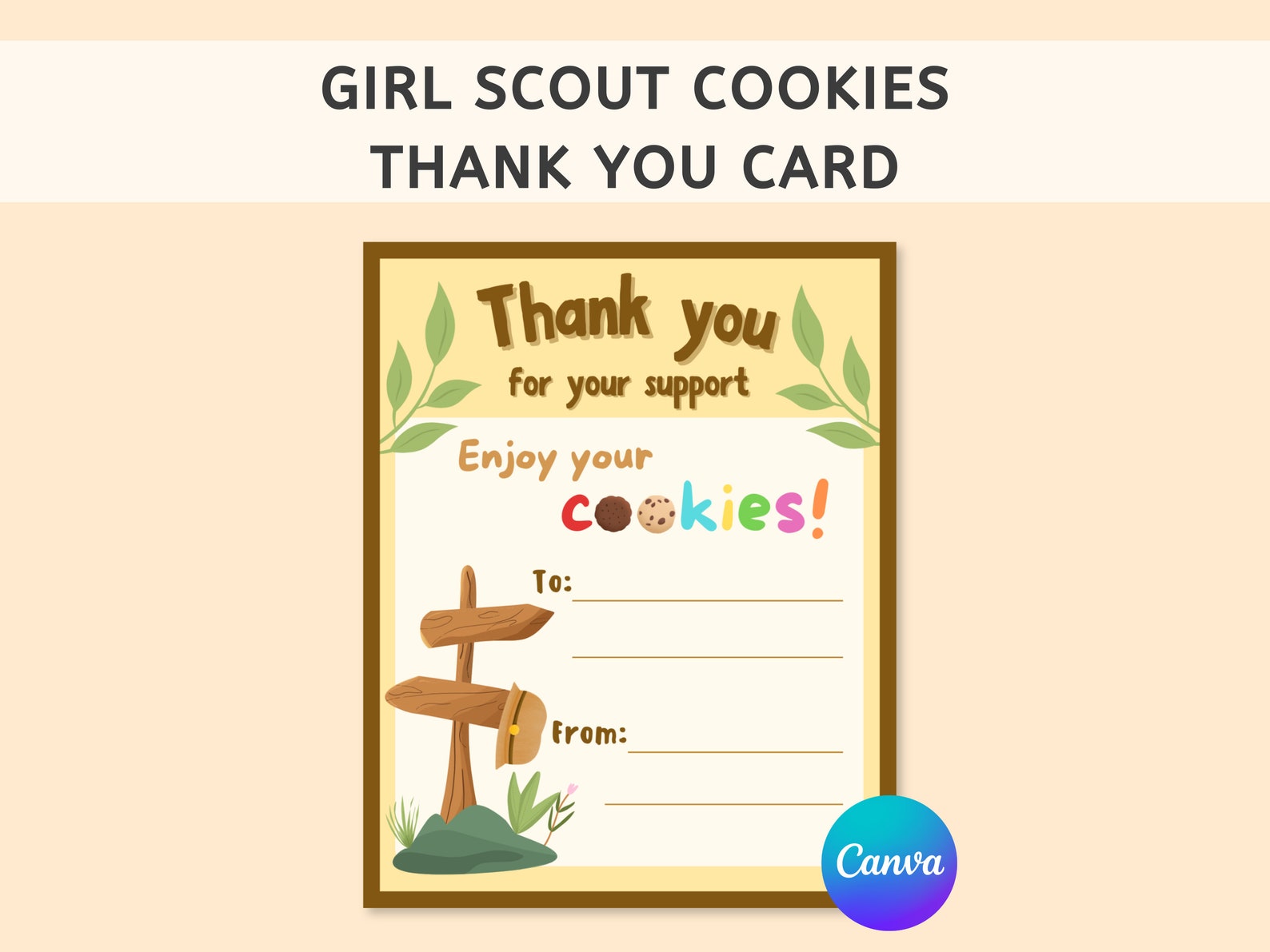 Girl Scout Cookies Thank You Card 2024 Editable and Printable Girl ...