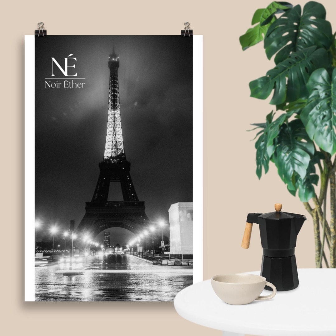 Paris Noireffiel Tower Dimly Lit From the Iena Bridgeposter - Etsy