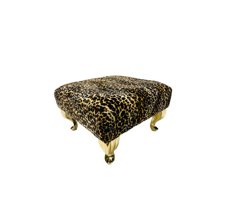 Footstool Leopard Print Dengan Kaki Matel Rose Gold Handmade - Etsy