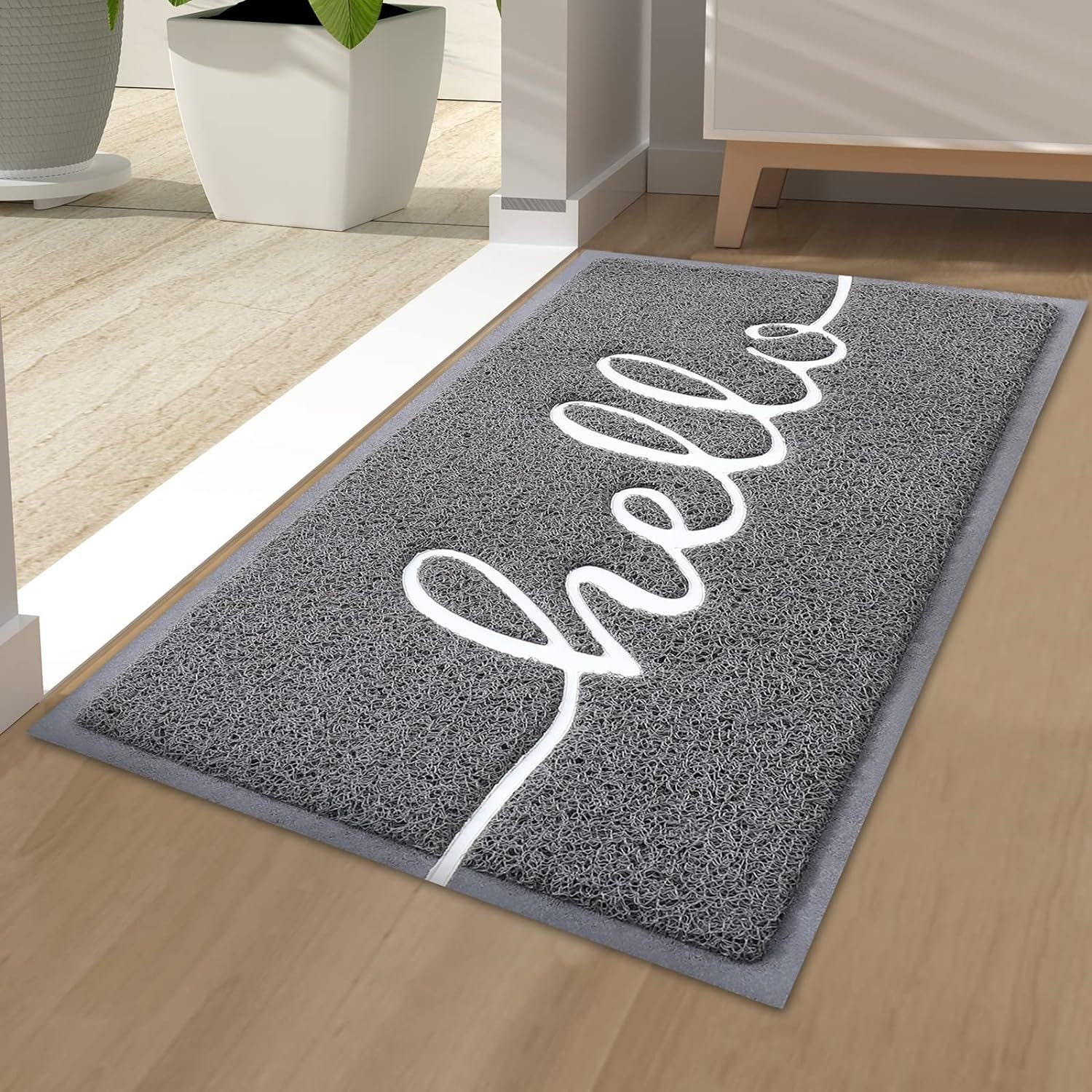 Homaxy hello Door Mat, 44 X 76 Cm, Grey, Non-slip, Low-profile, Durable ...