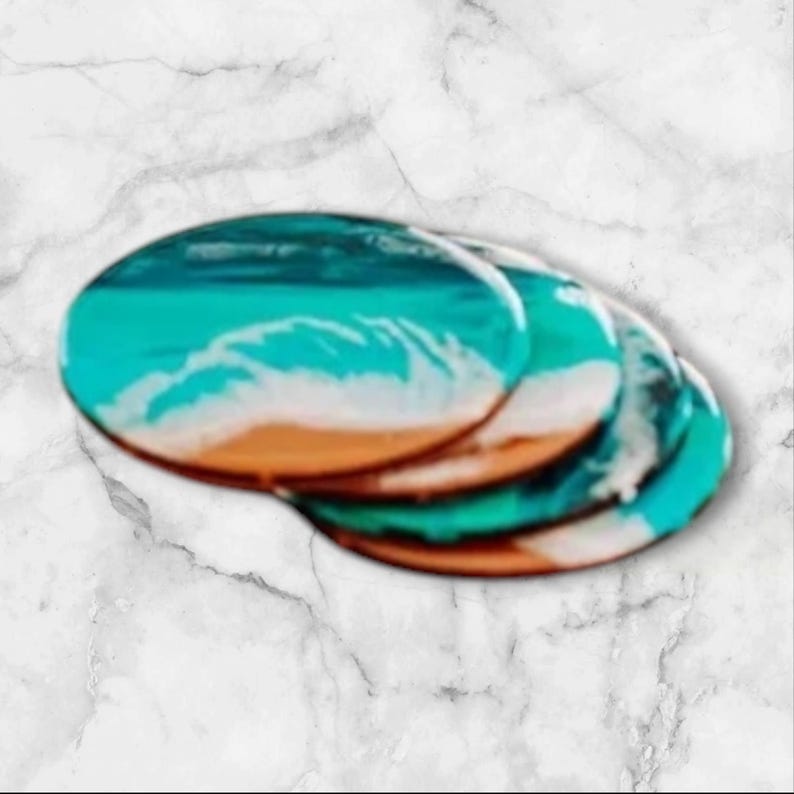 Beach Theme Coasters, 4 Pack. - Etsy