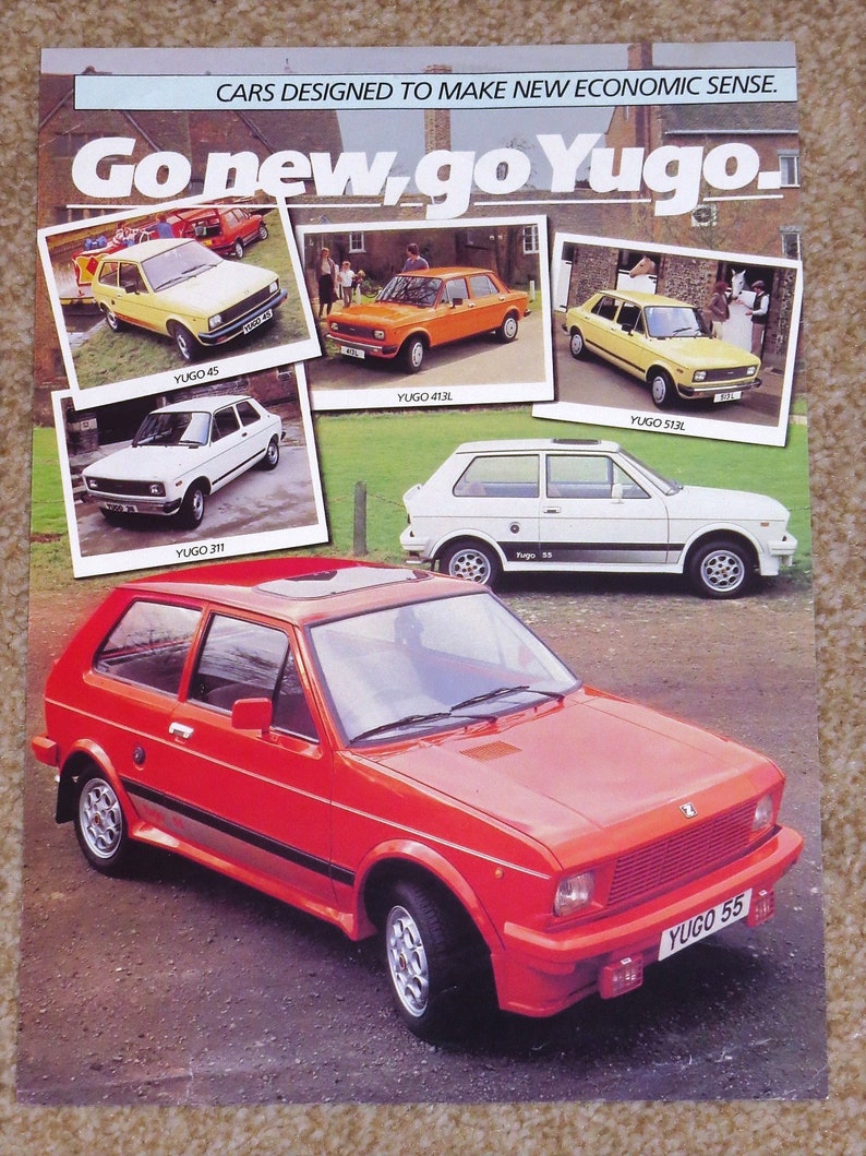 1984-85 YUGO RANGE Sales Leaflet Brochure 311 511 513 411 413 45 55 GL ...