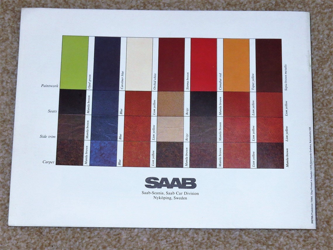1975-76 SAAB 99 GL SALOON Sales Brochure Mint Condition Best Available ...