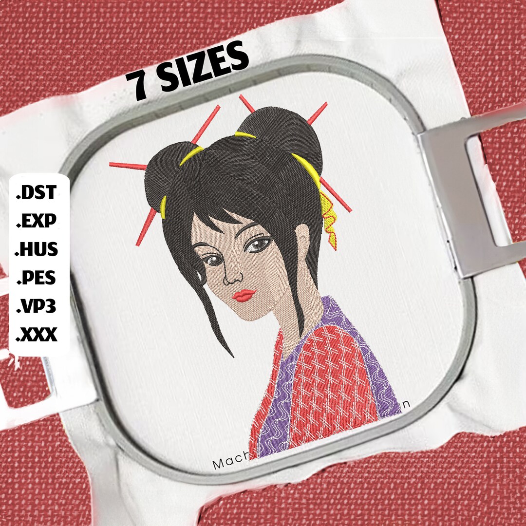 Geisha Machine Embroidery Design Digital Machine Embroidery Files 7 ...