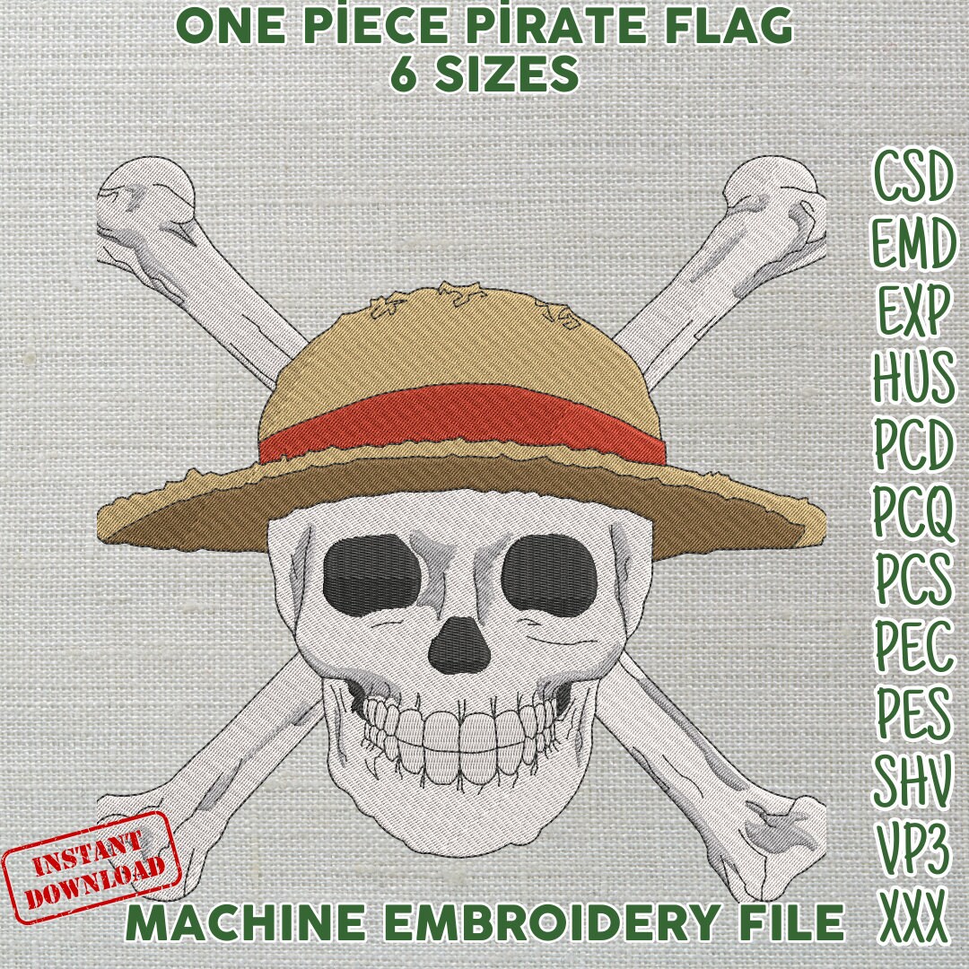 One Piece Pirate Flag Machine Embroidery Design Digital Machine ...