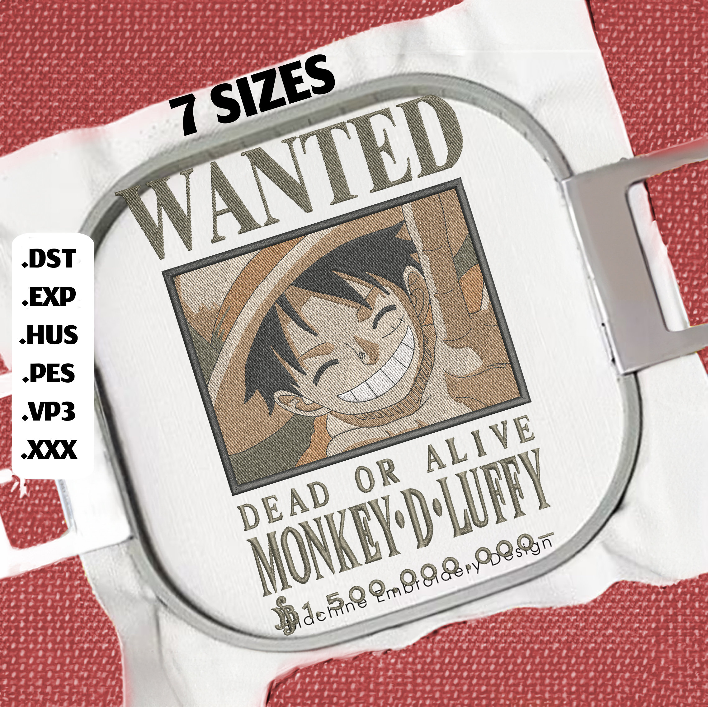 Monkey D. Luffy Digital Embroidery Design, Machine Embroidery File ...