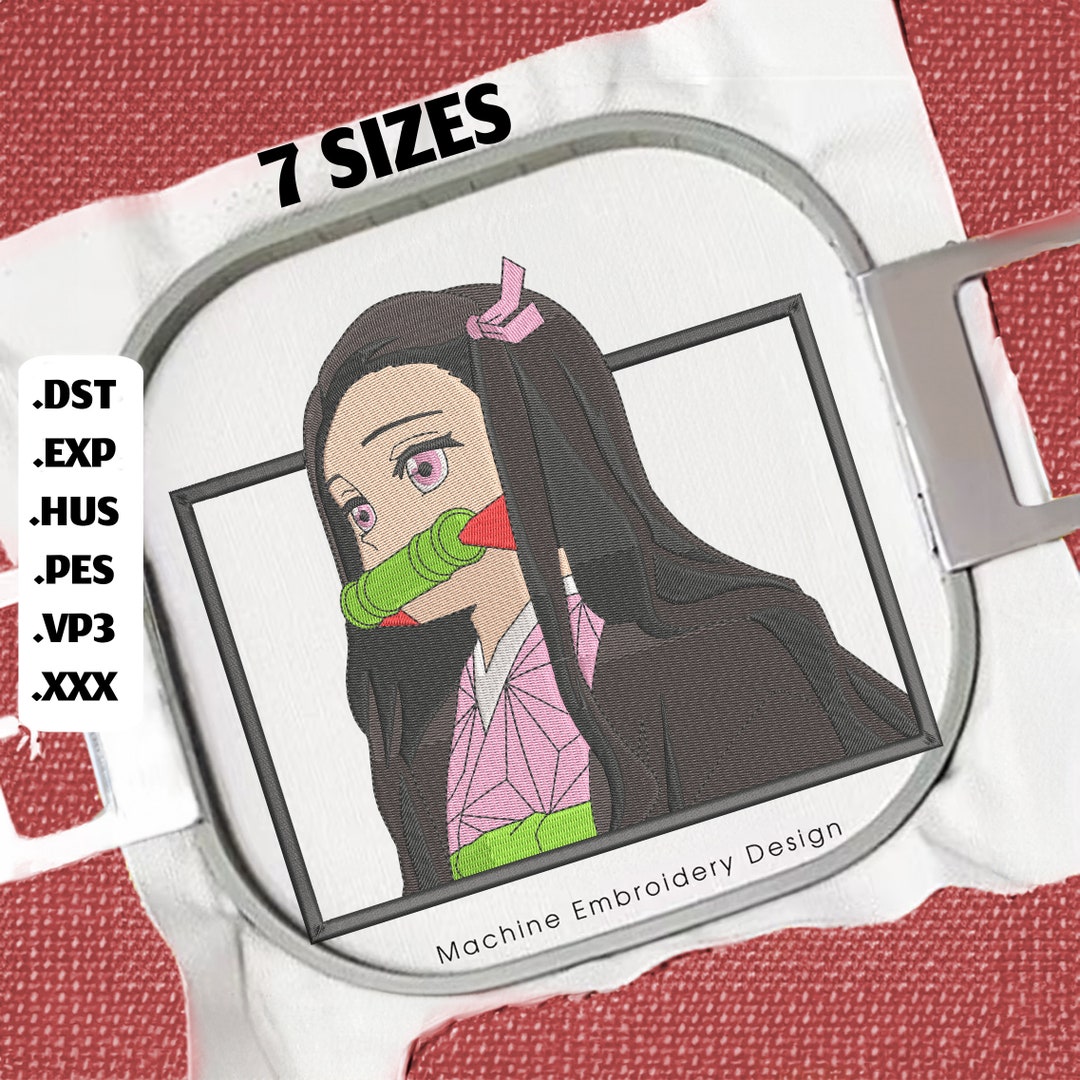 Nezuko Portrait Embroidery, Digital Machine File, Anime Design, Stitch ...