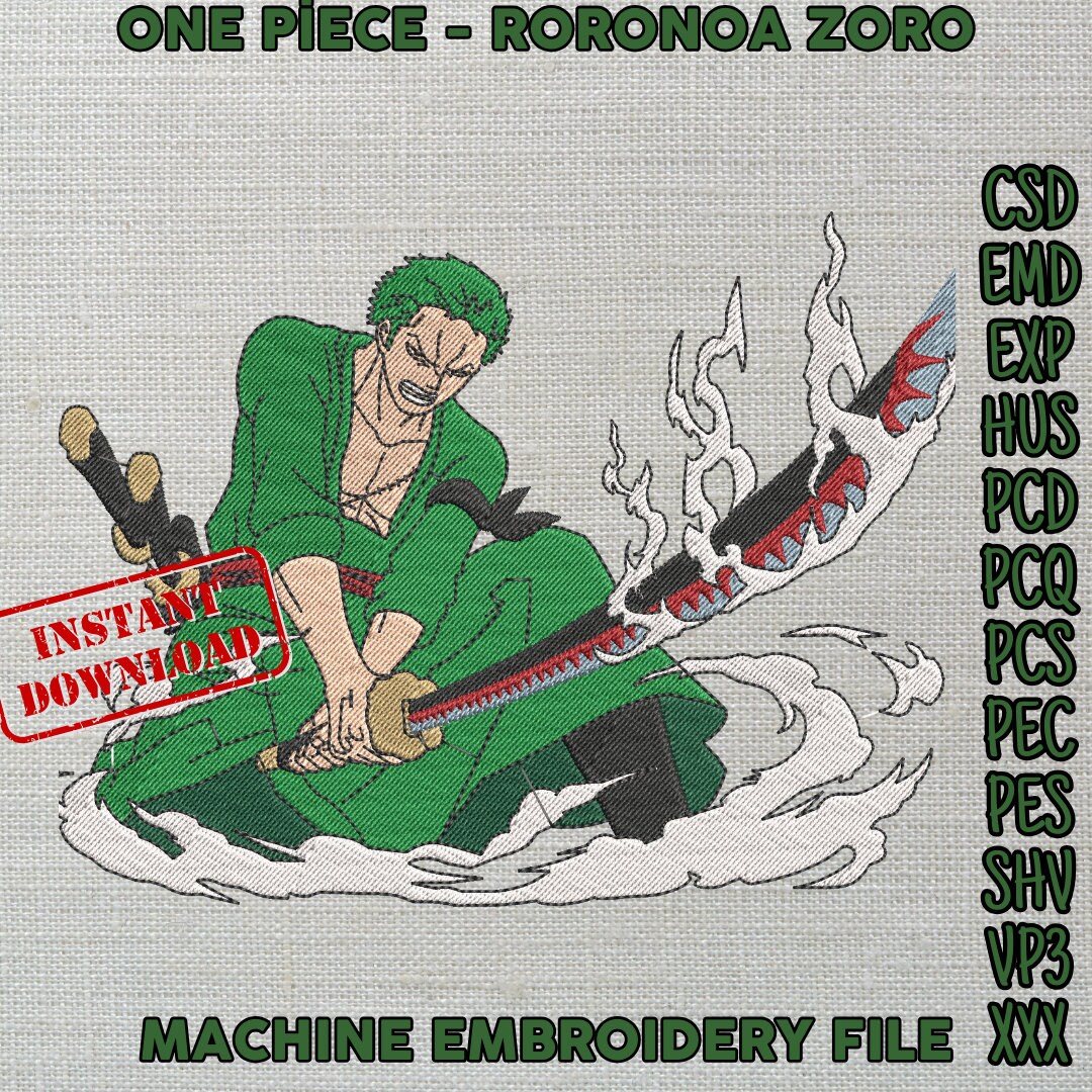 One Piece Roronoa Zoro Machine Embroidery Design Digital Machine ...