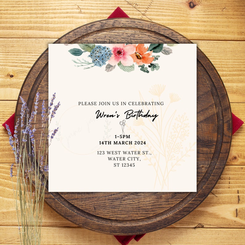 Editable Simple Birthday Invitation - Etsy