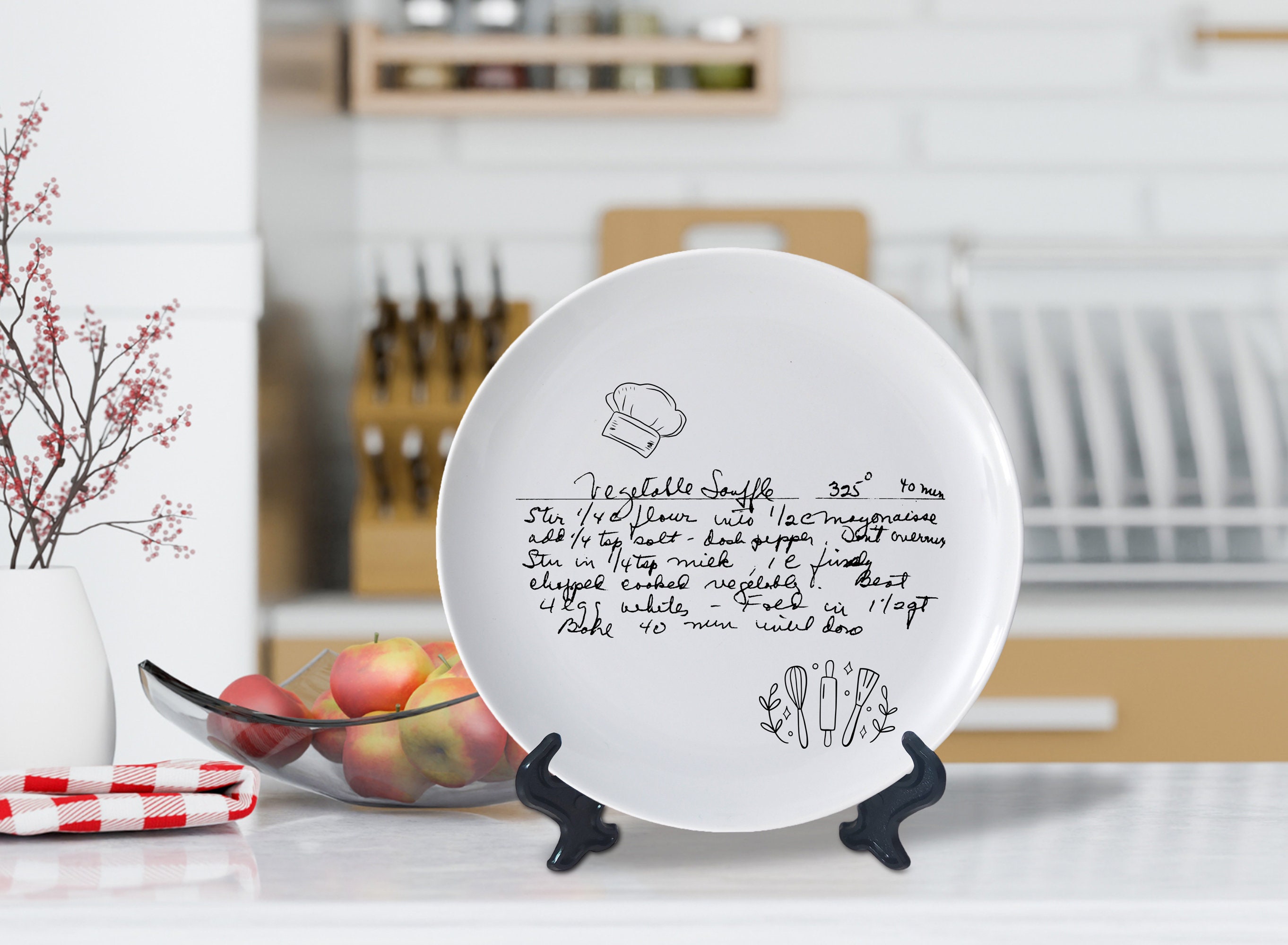 Custom Ceramic Plates With Handwritten Recipe-personalized Kitchen ...