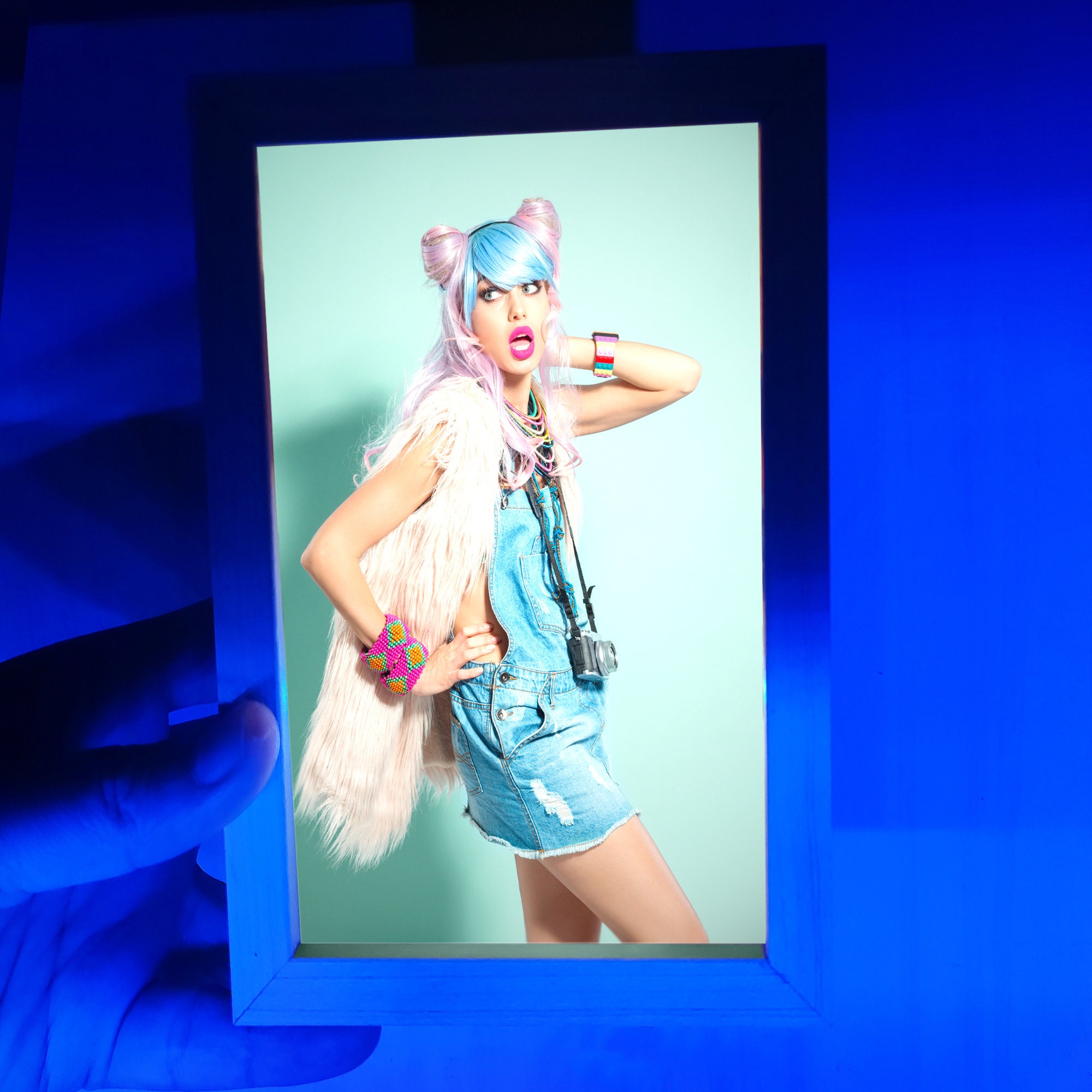 Personalized LED Backlit Photo Frame, 2-in-1 Illuminated Photo Mirror ...