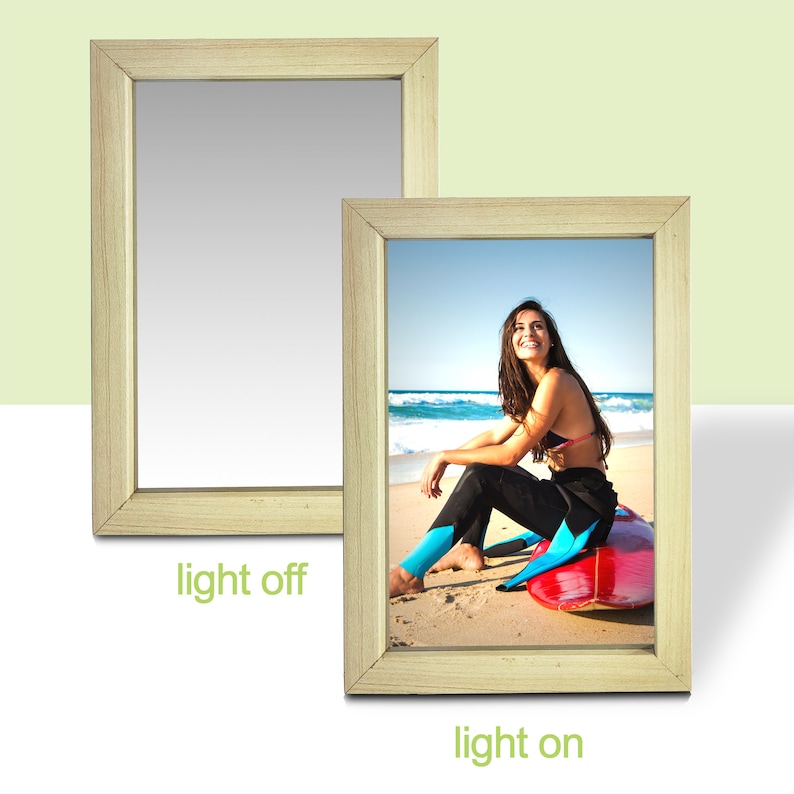 Personalized LED Backlit Photo Frame, 2-in-1 Illuminated Photo Mirror ...