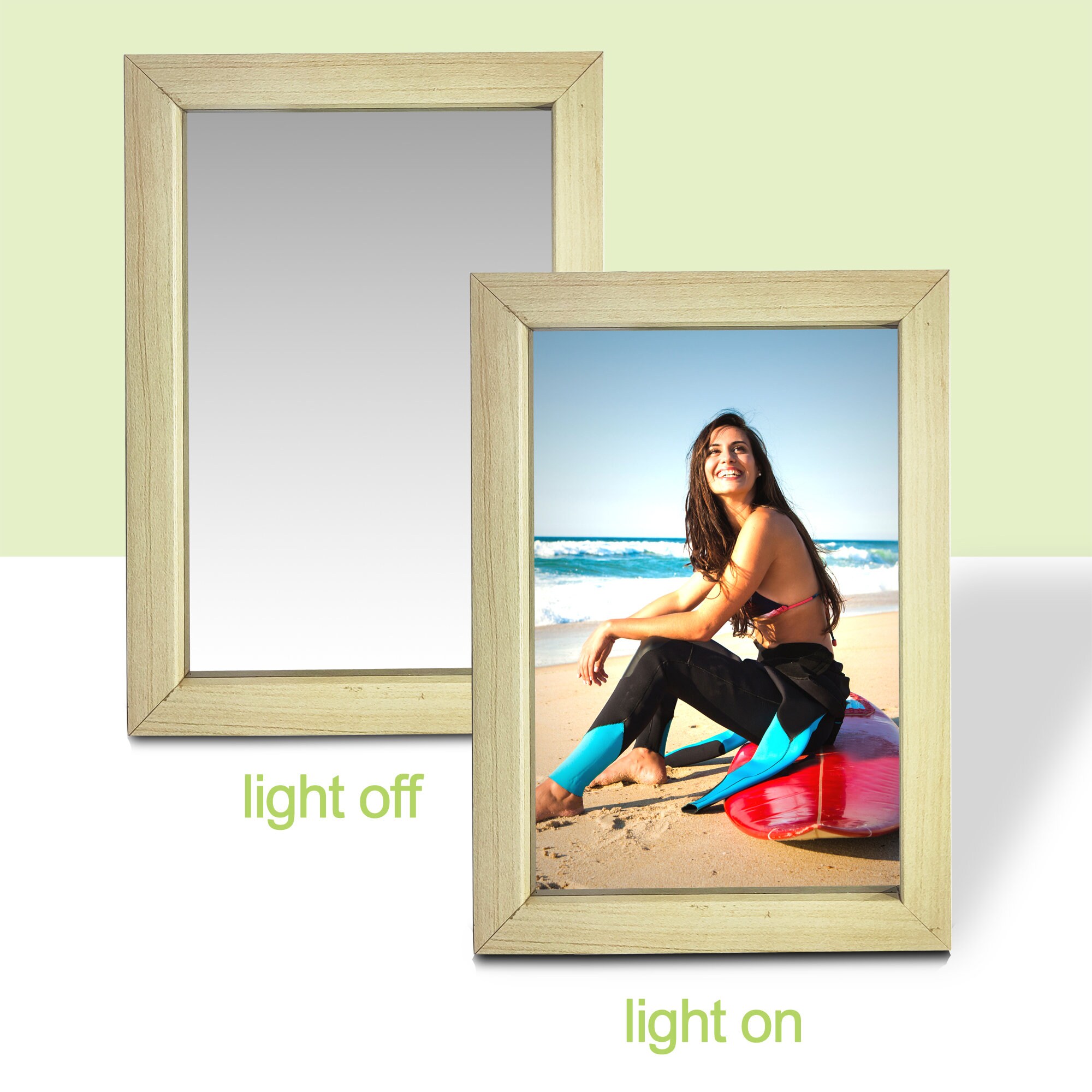 Personalized LED Backlit Photo Frame, 2-in-1 Illuminated Photo Mirror ...