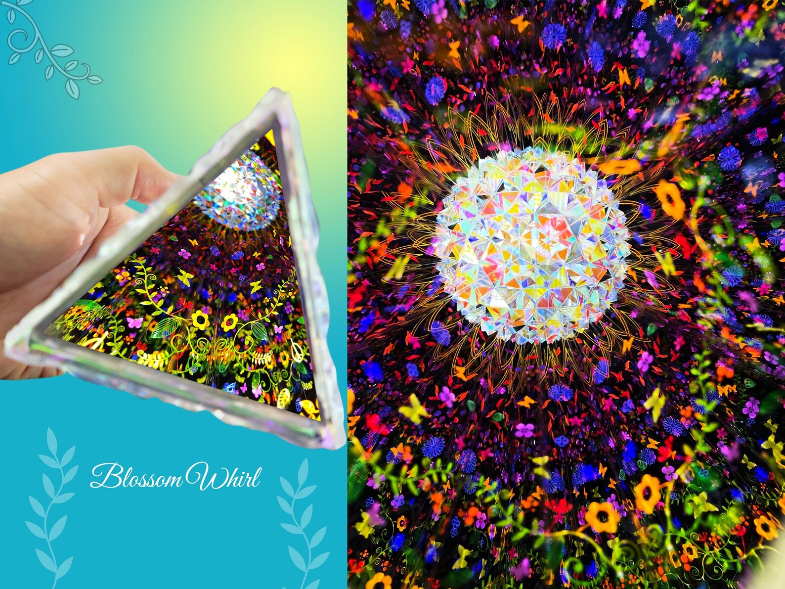 3D Kaleidoscope With a Cube Prism - Triangular Pyramid Shaped-blossom ...