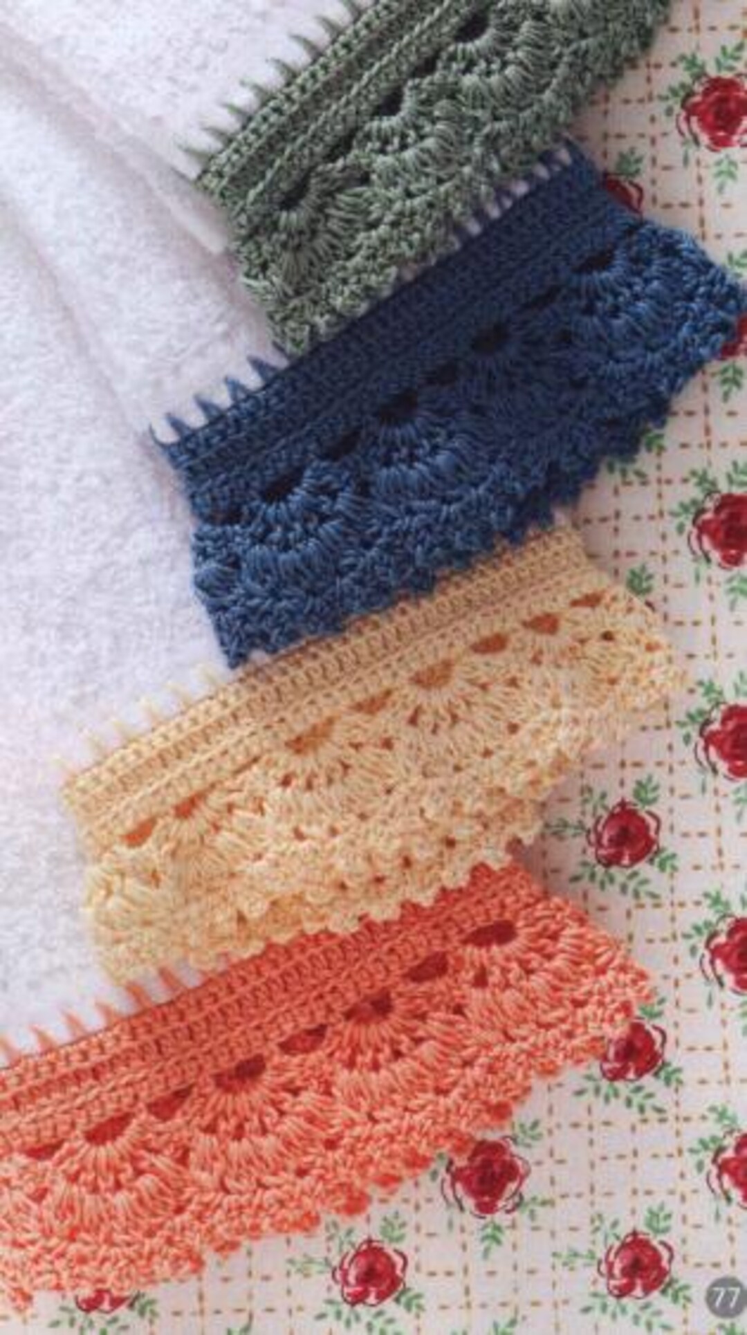 Vintage Doily Dish Towel Crochet Edges Accent Pattern, Digital Download ...
