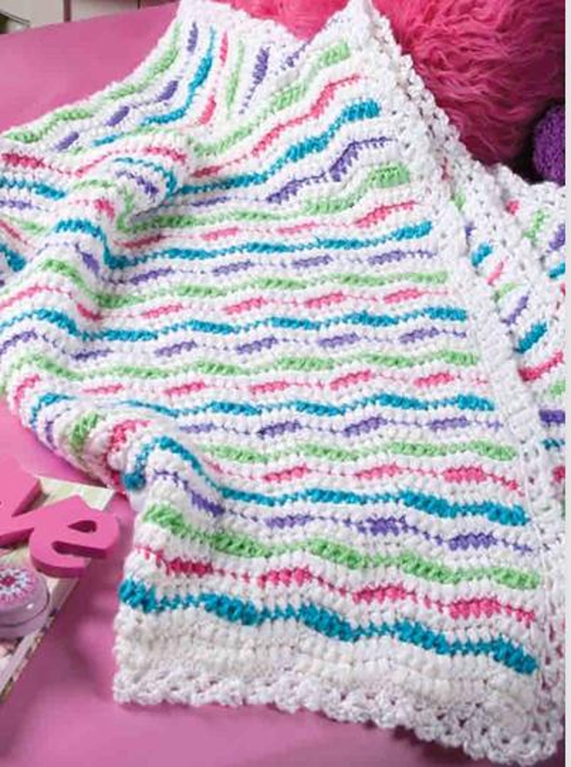 Multi Color Afghan Crochet Pattern, Digital Download PDF Vintage ...