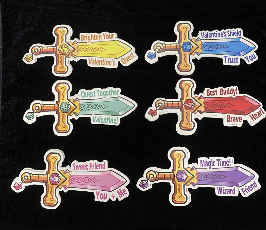 Dnd Sword Valentine Day Cards Set of 30 Cards - Etsy