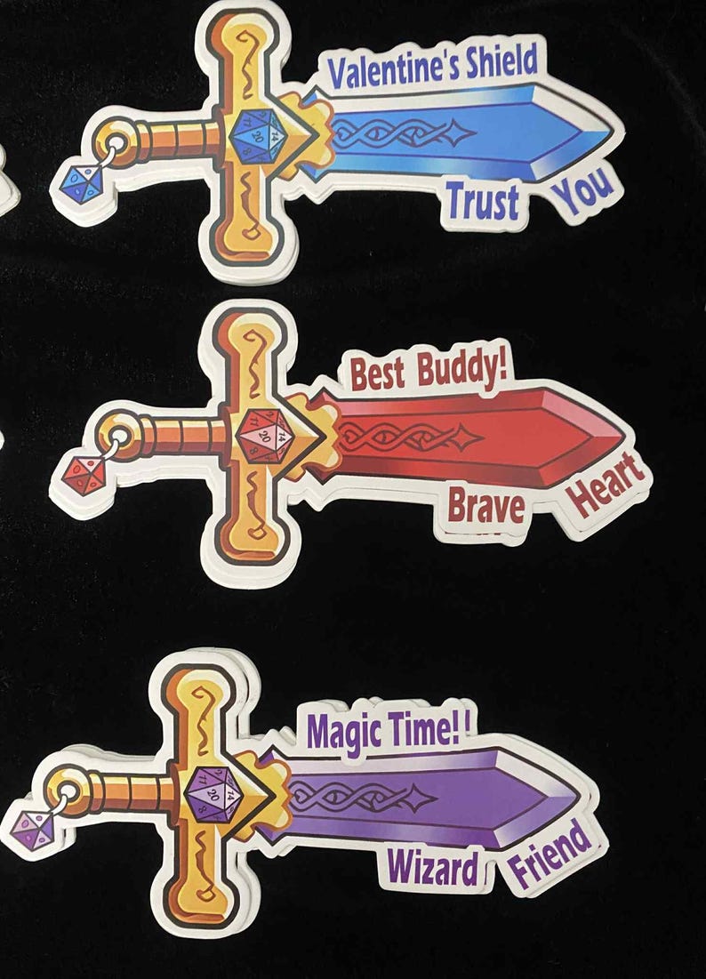 Dnd Sword Valentine Day Cards Set of 30 Cards - Etsy Canada