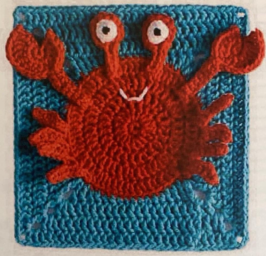 3-D Crochet Fish Granny Square , Pattern ONLY Instant Digital Download ...